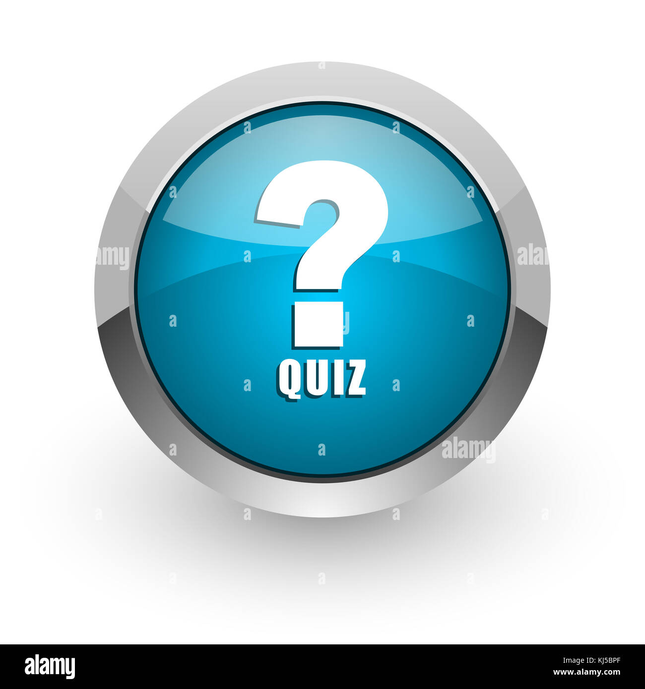 Quiz blue silver metallic chrome border web and mobile phone icon on ...