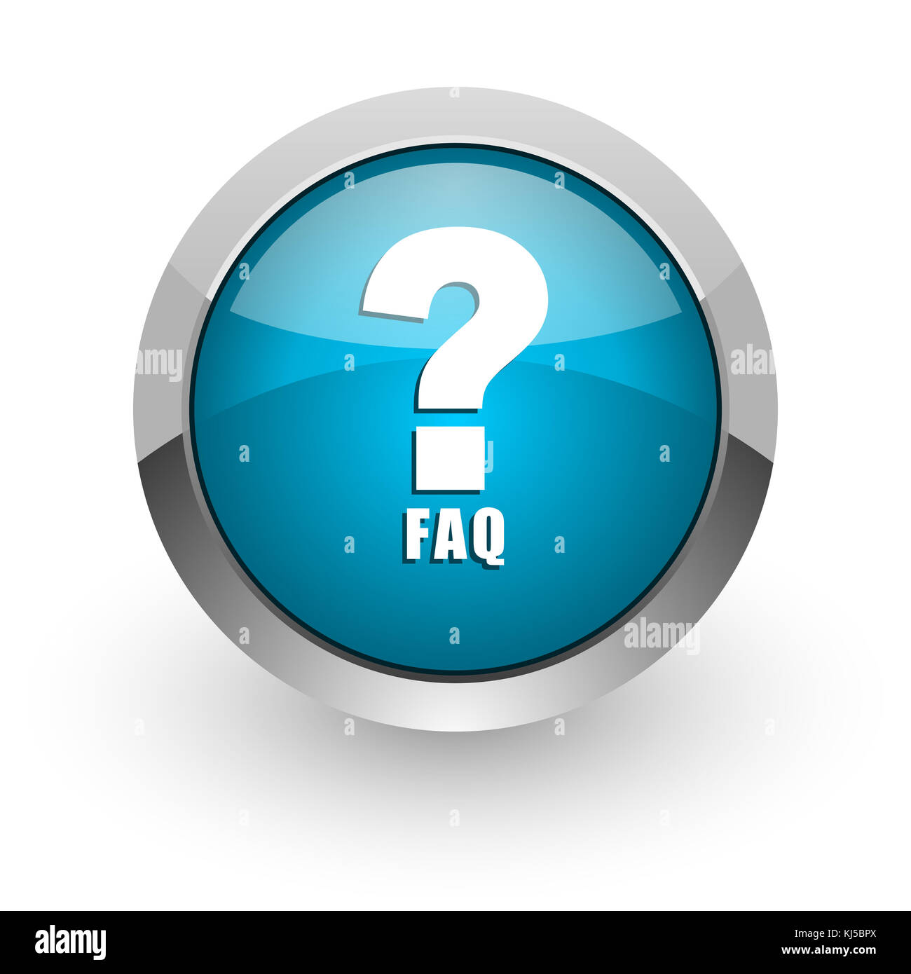 Faq blue silver metallic chrome border web and mobile phone icon on ...