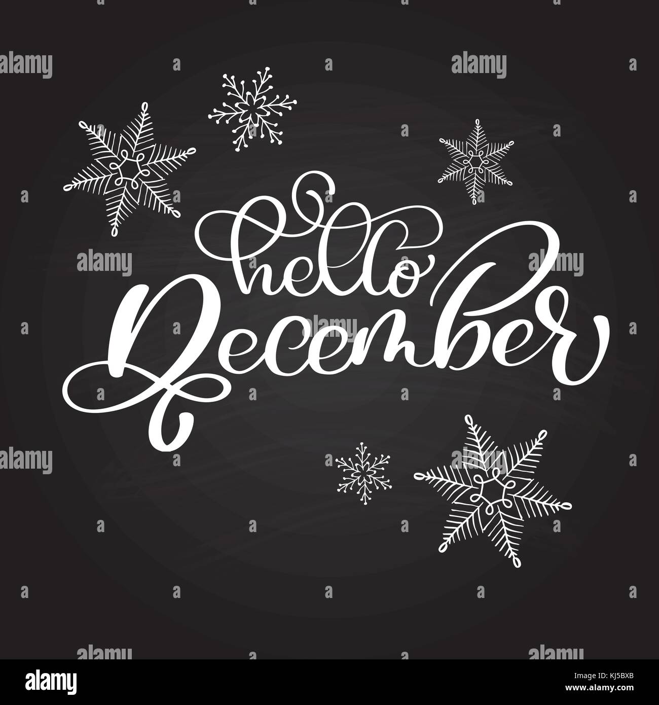 Hand drawn typography lettering phrase Hello December on a chalkboard ...