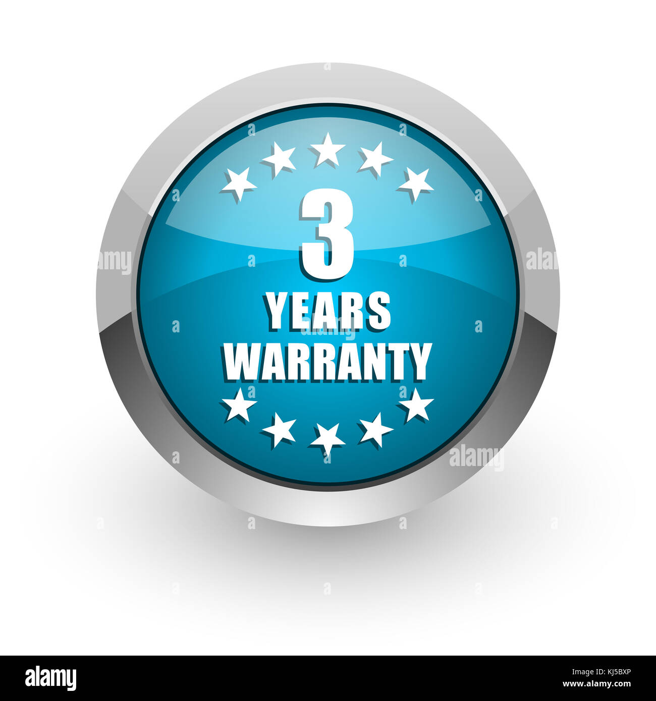 Warranty guarantee 3 year blue silver metallic chrome border web and ...