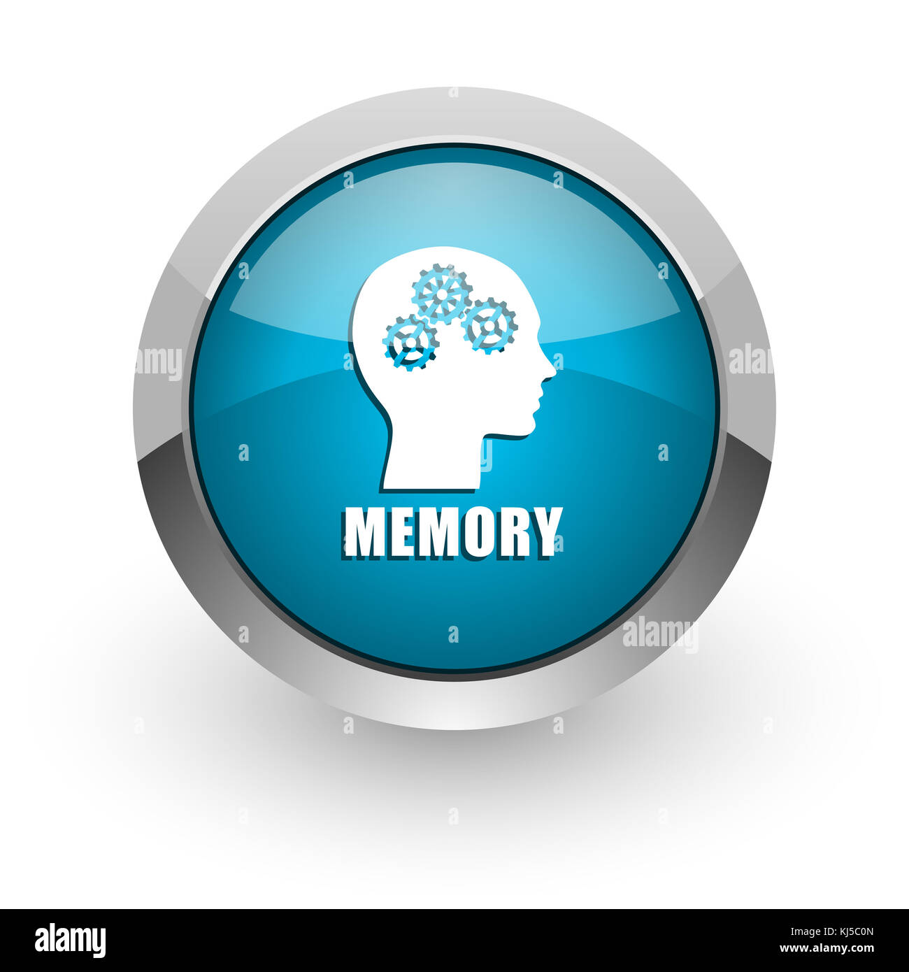 Memory blue silver metallic chrome border web and mobile phone icon on ...