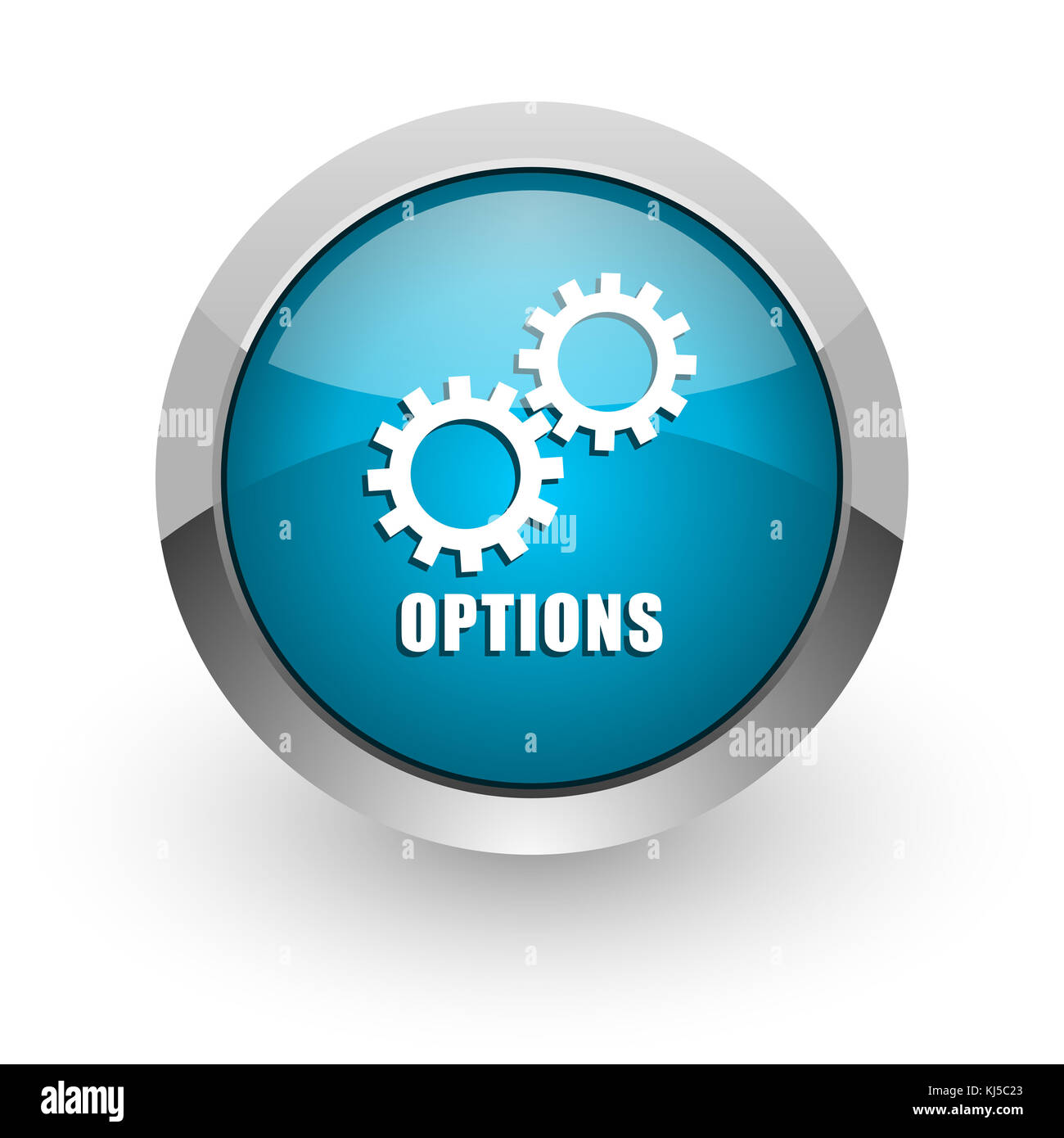 Options blue silver metallic chrome border web and mobile phone icon on ...