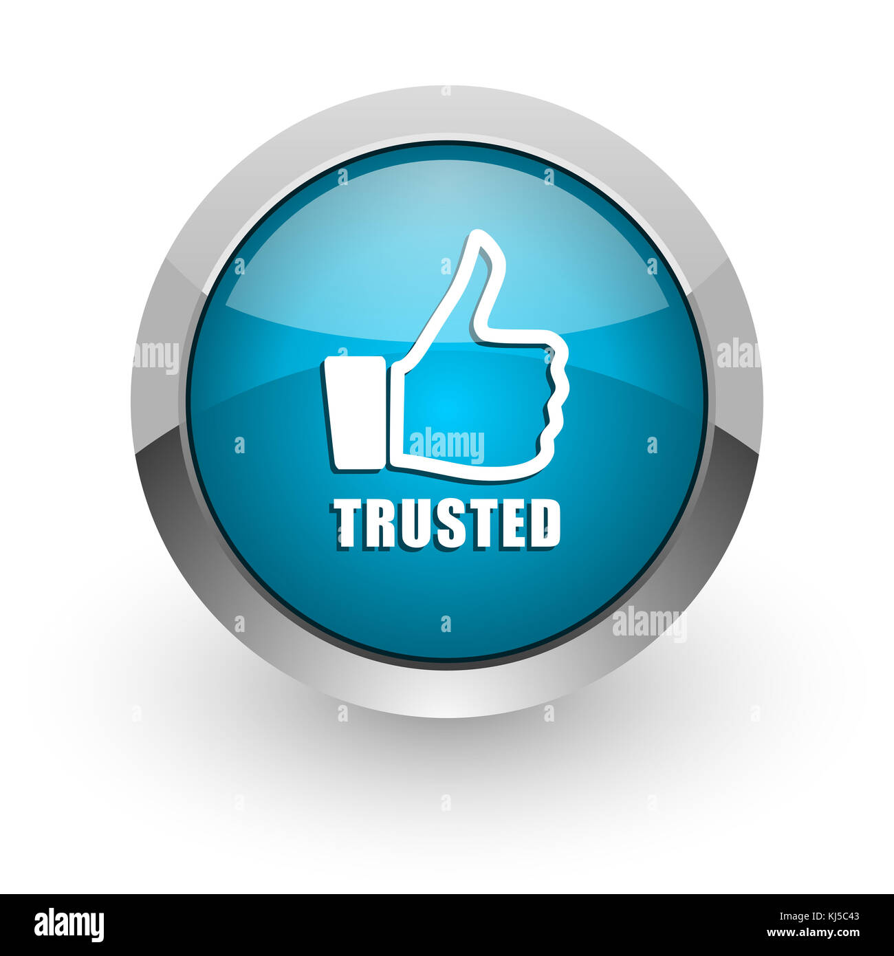 Trusted blue silver metallic chrome border web and mobile phone icon on ...