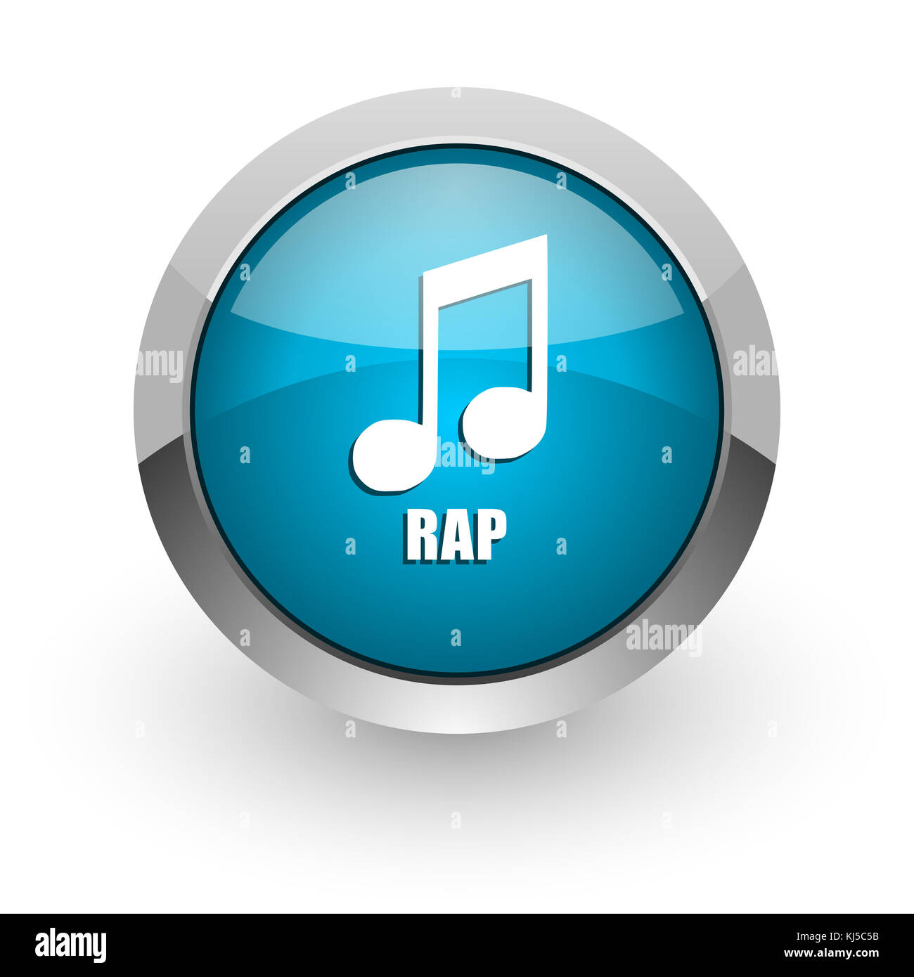 Rap music blue silver metallic chrome border web and mobile phone icon ...