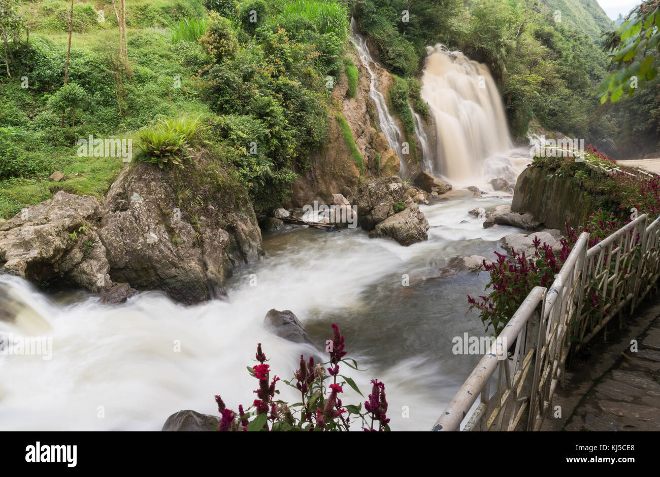 Tien Sa waterfall in rain season near Cat Cat Village near Sa Pa ...