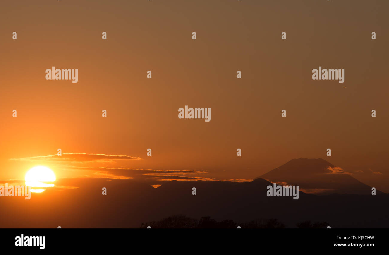 Mt Fuji and sunset Stock Photo - Alamy
