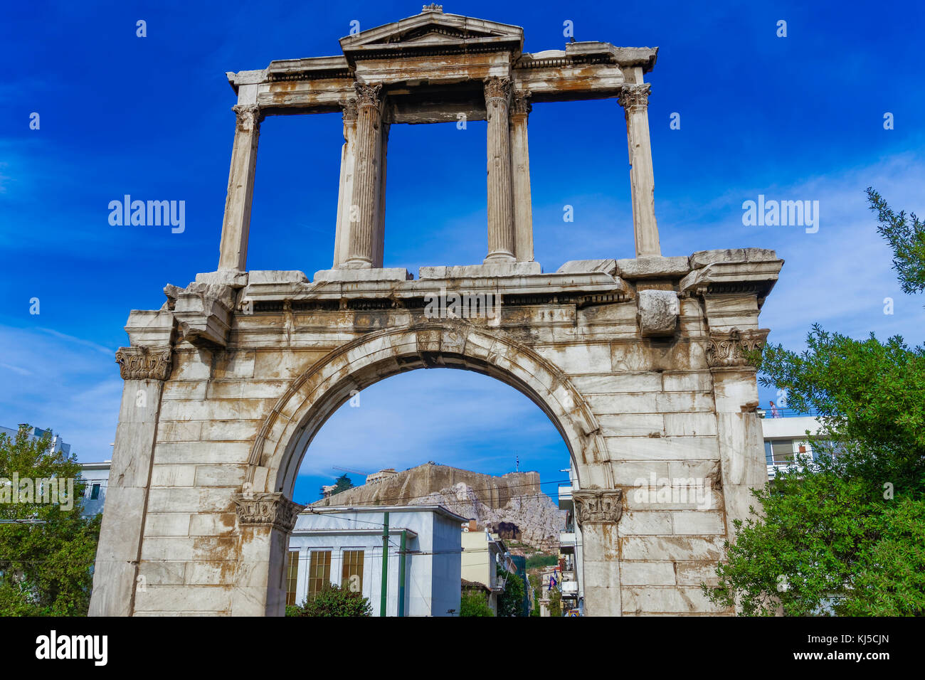 Athens, Greece Hadrian's Arch day view. Ancient marble gateway with ...
