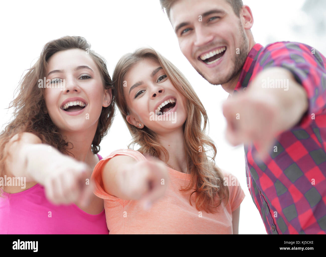 closeup of three young people showing hands forward Stock Photo - Alamy