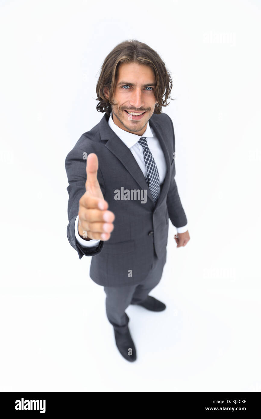 Business man offer and give hand for handshake Stock Photo - Alamy