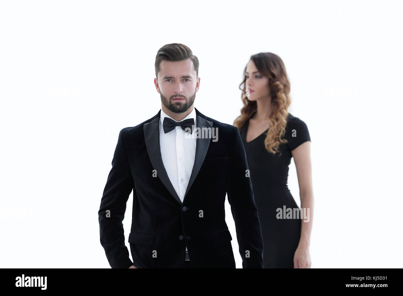 Full length of two business people isolated on white background Stock ...