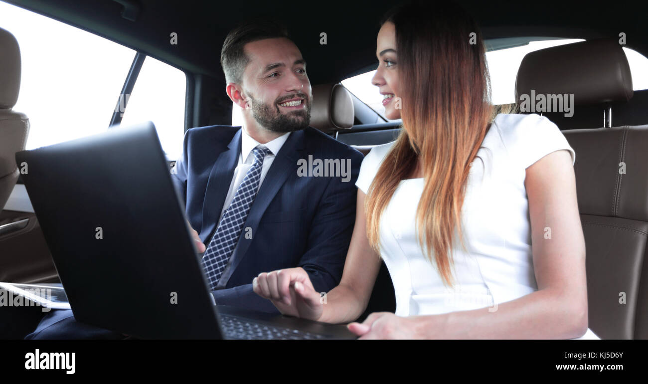 Business People Meeting Working Car Inside Stock Photo - Alamy