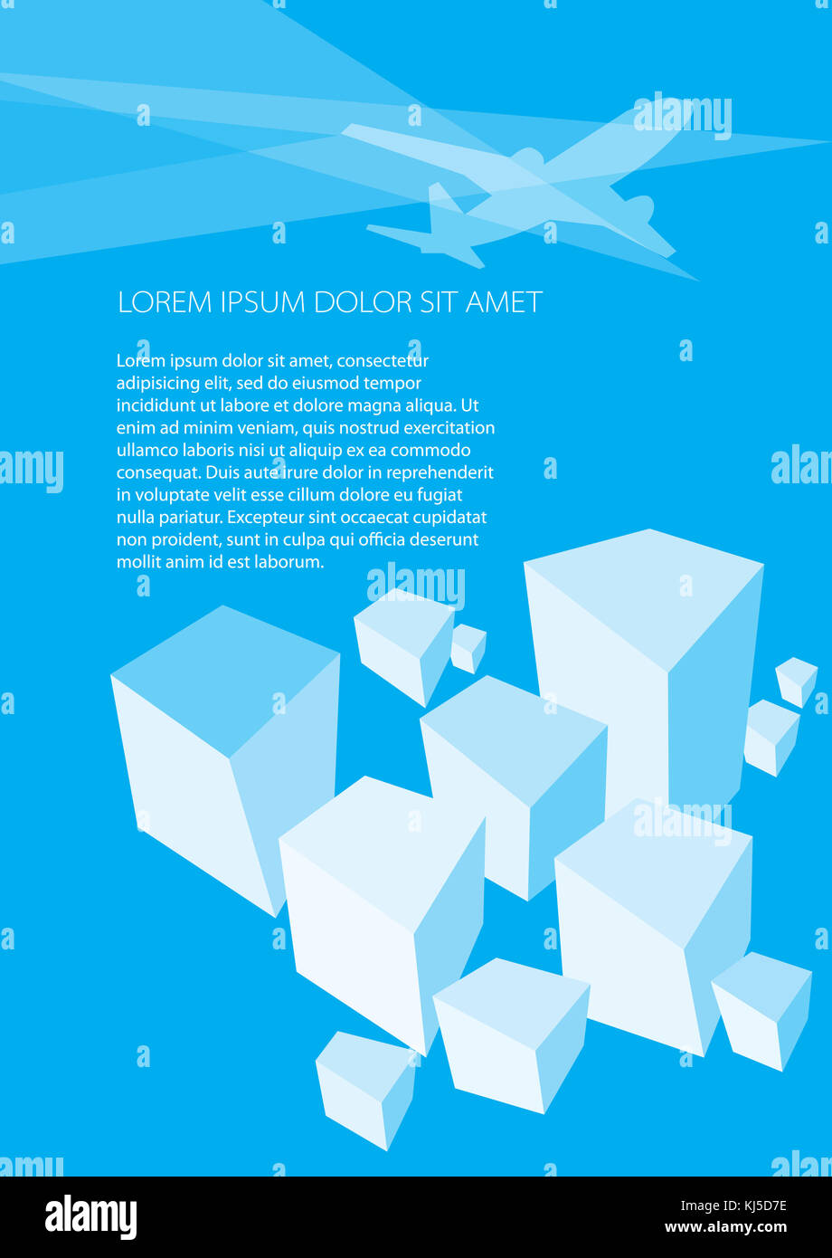 Airplane vector stylized blocks template layout, cover design, flyer in ...