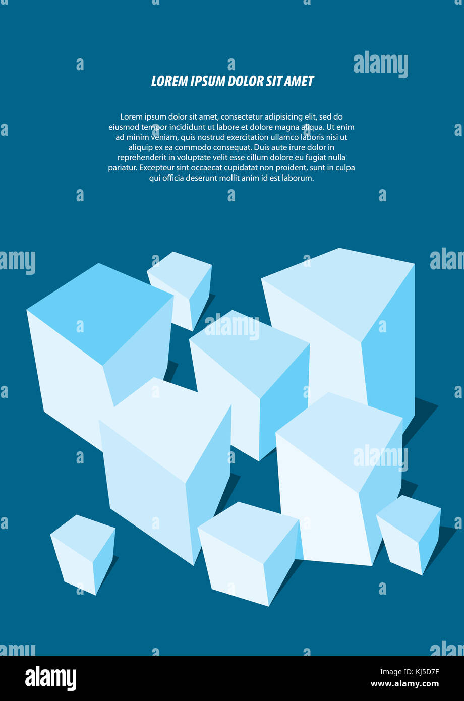 3d vector stylized blocks template layout, cover design, flyer in A4 ...