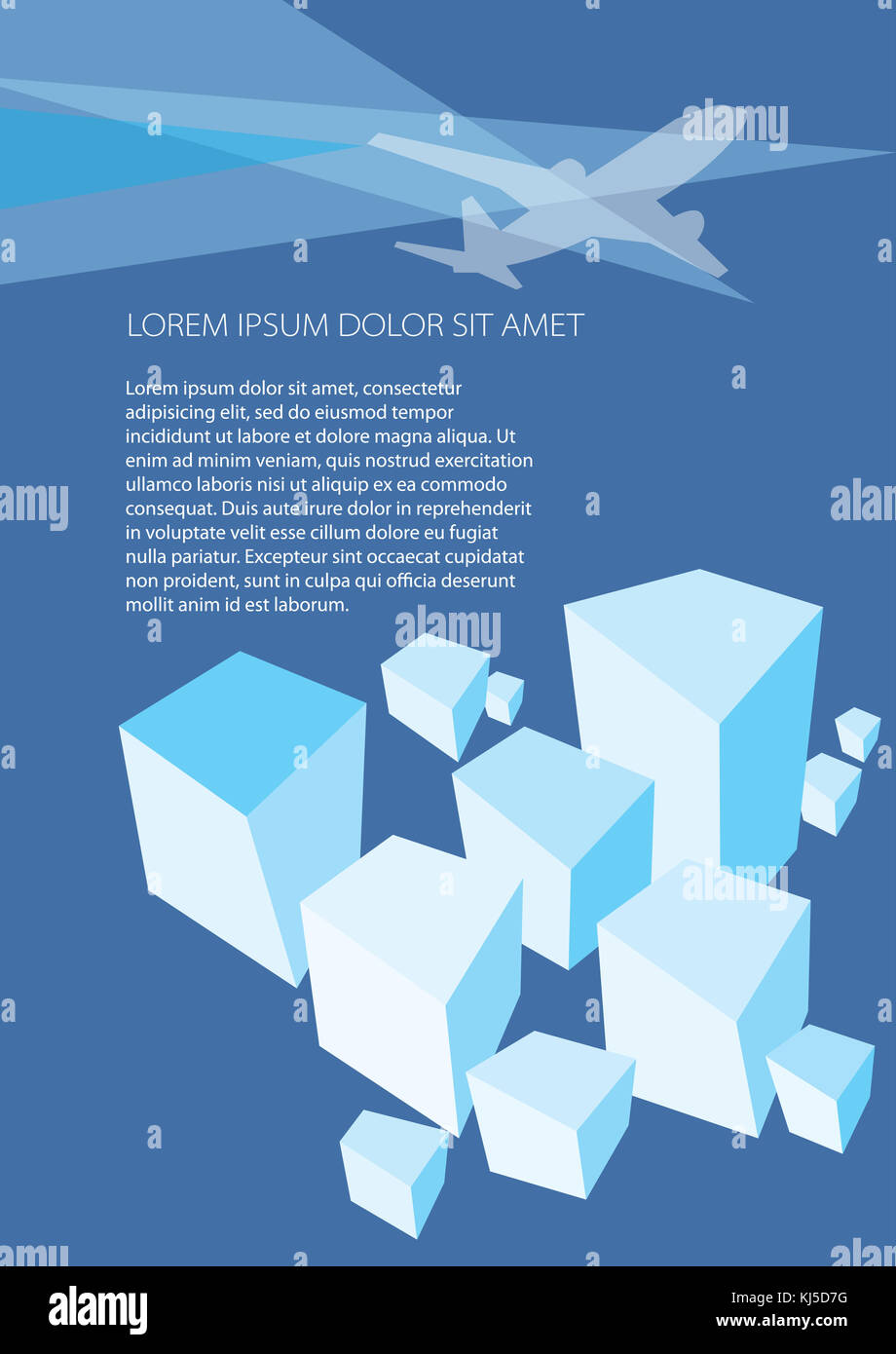 Airplane vector stylized blocks template layout, cover design, flyer in ...