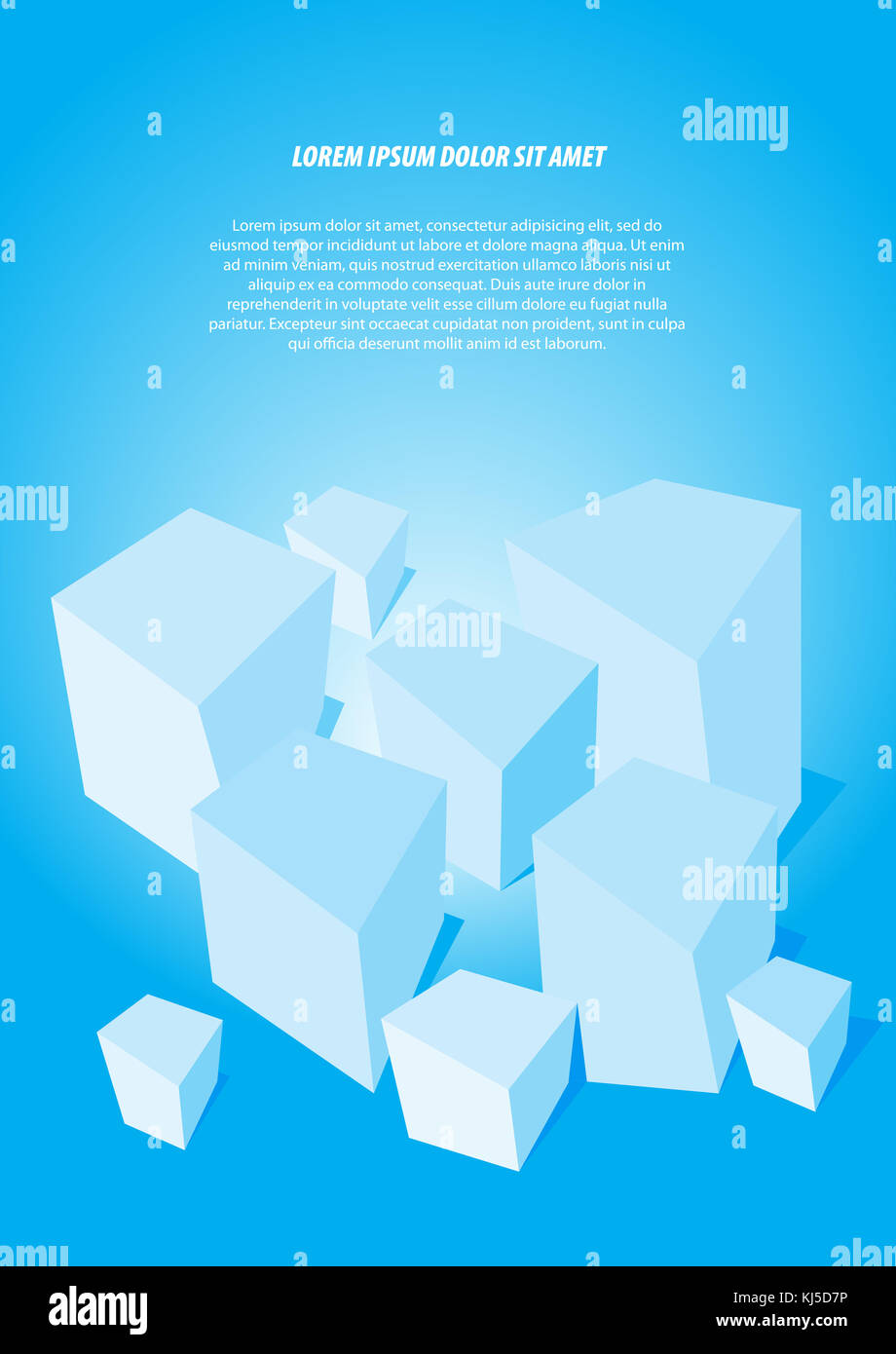 3d vector stylized blocks template layout, cover design, flyer in A4 ...