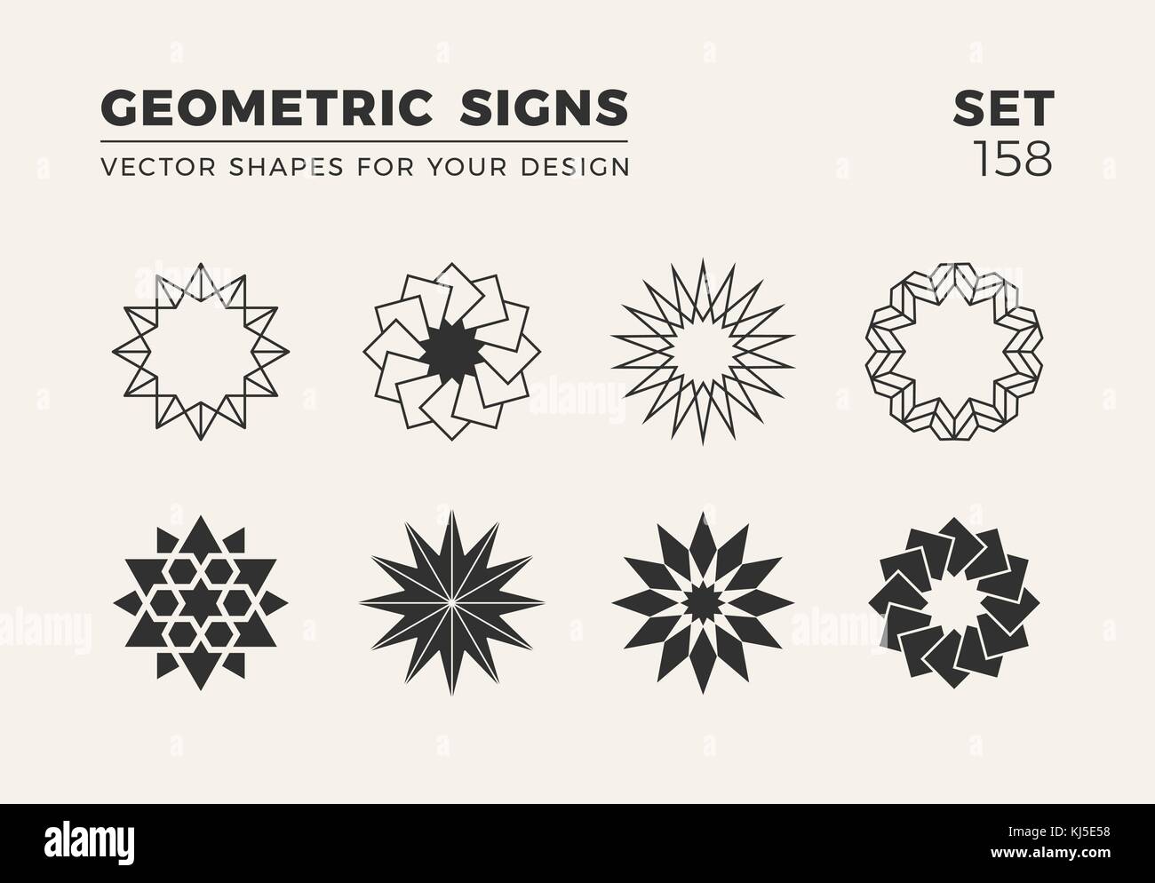 Set of eight minimalistic trendy shapes. Stylish vector logo emblems ...