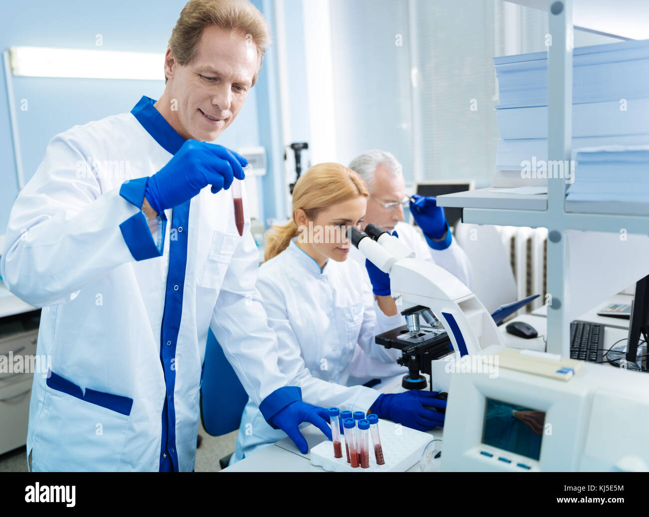 Serious scientists working as a team Stock Photo - Alamy