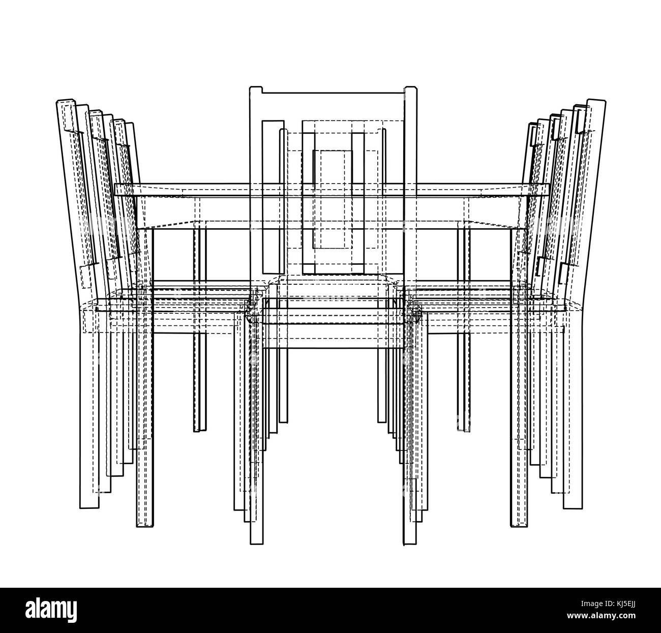 Table with chairs. Vector rendering of 3d Stock Vector Image & Art - Alamy