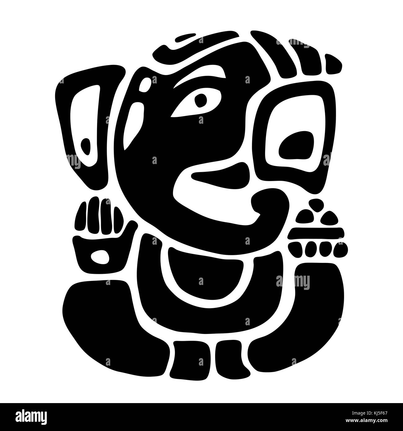 Hindu God Ganesha. Golden Ganapati. Vector hand drawn illustration ...