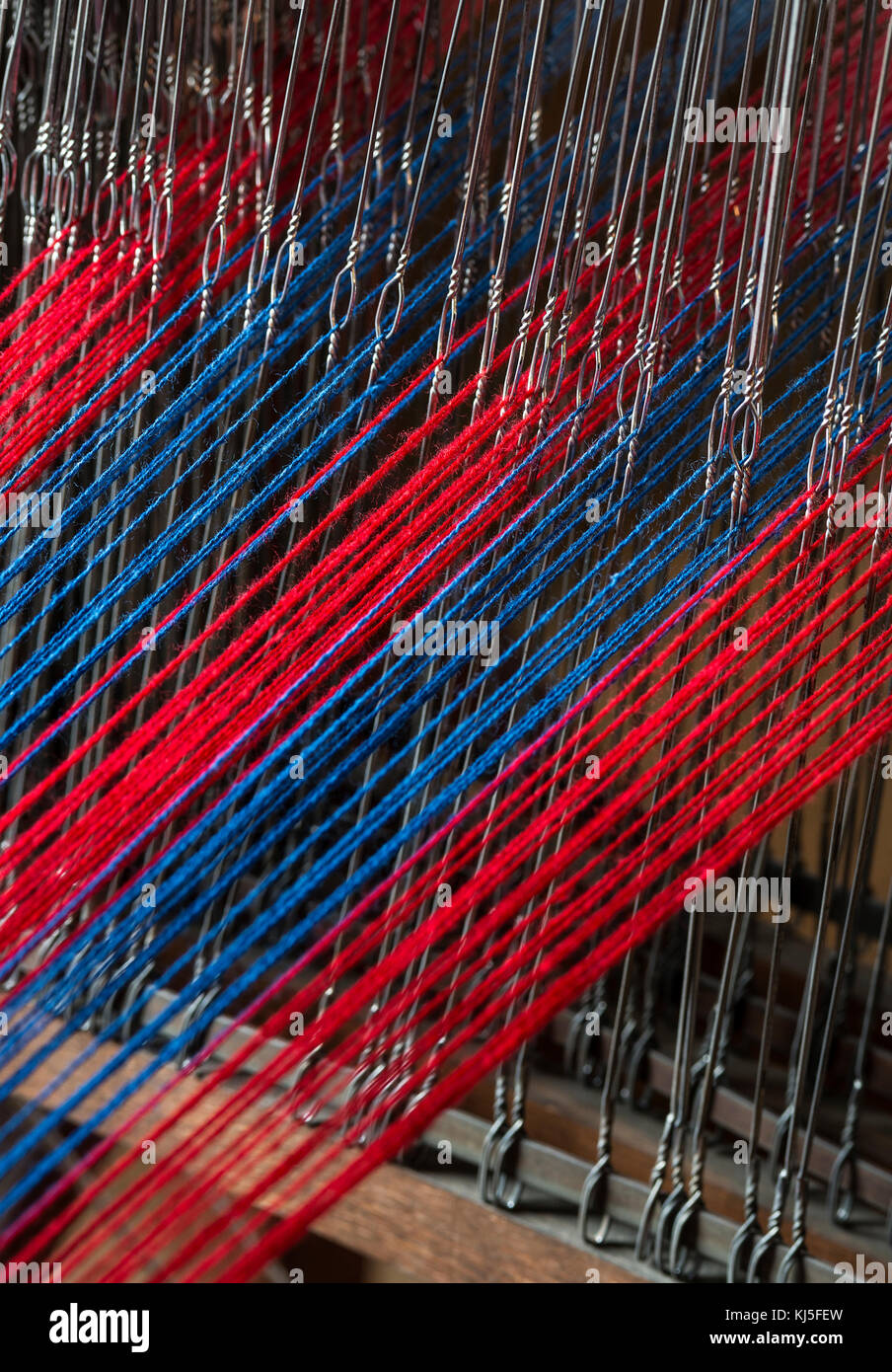 Detail of a traditional Shaker loom with colorful yarn, Hancock Shaker ...