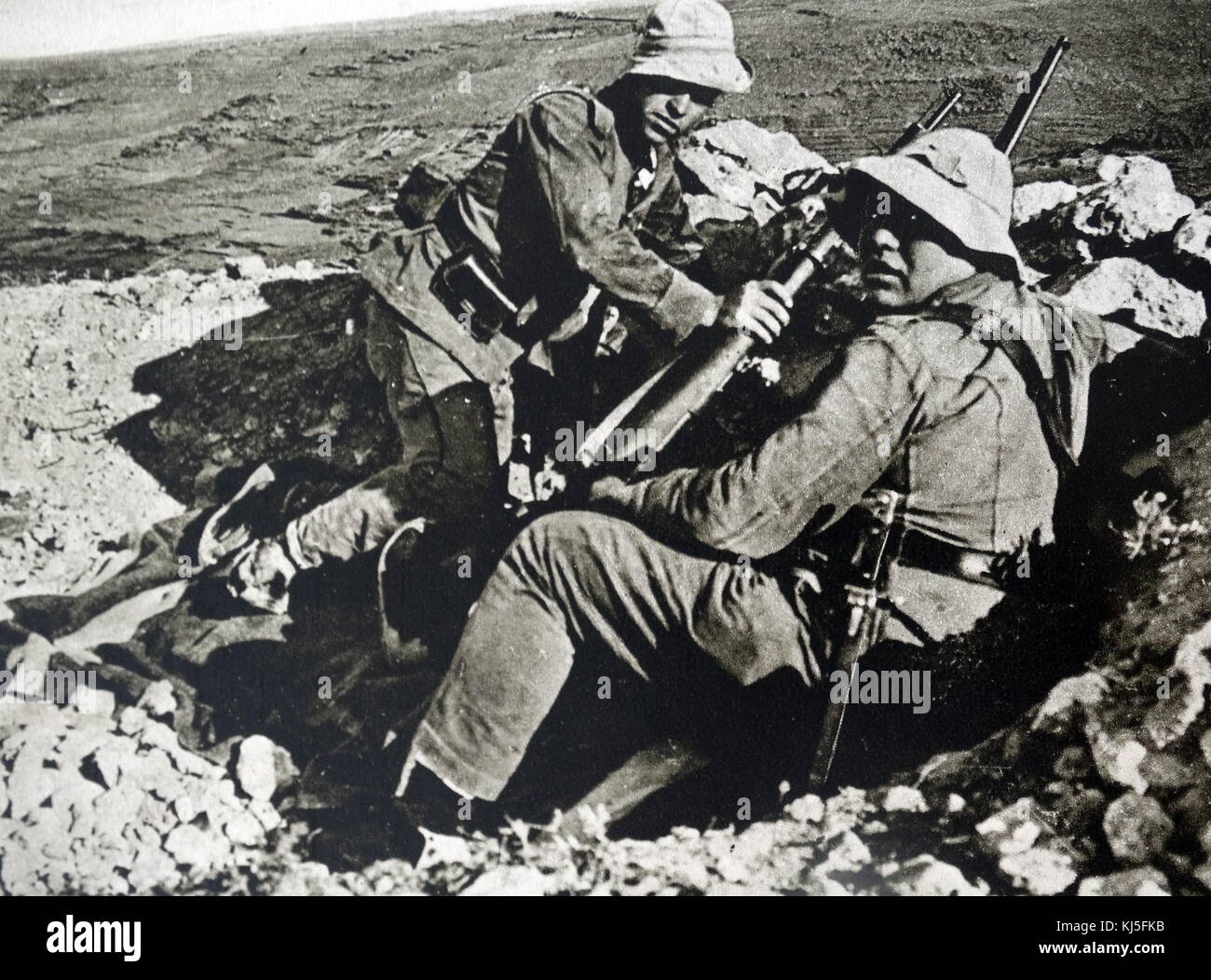 Photograph of Spanish troops during the Spanish Civil War. Dated 20th ...