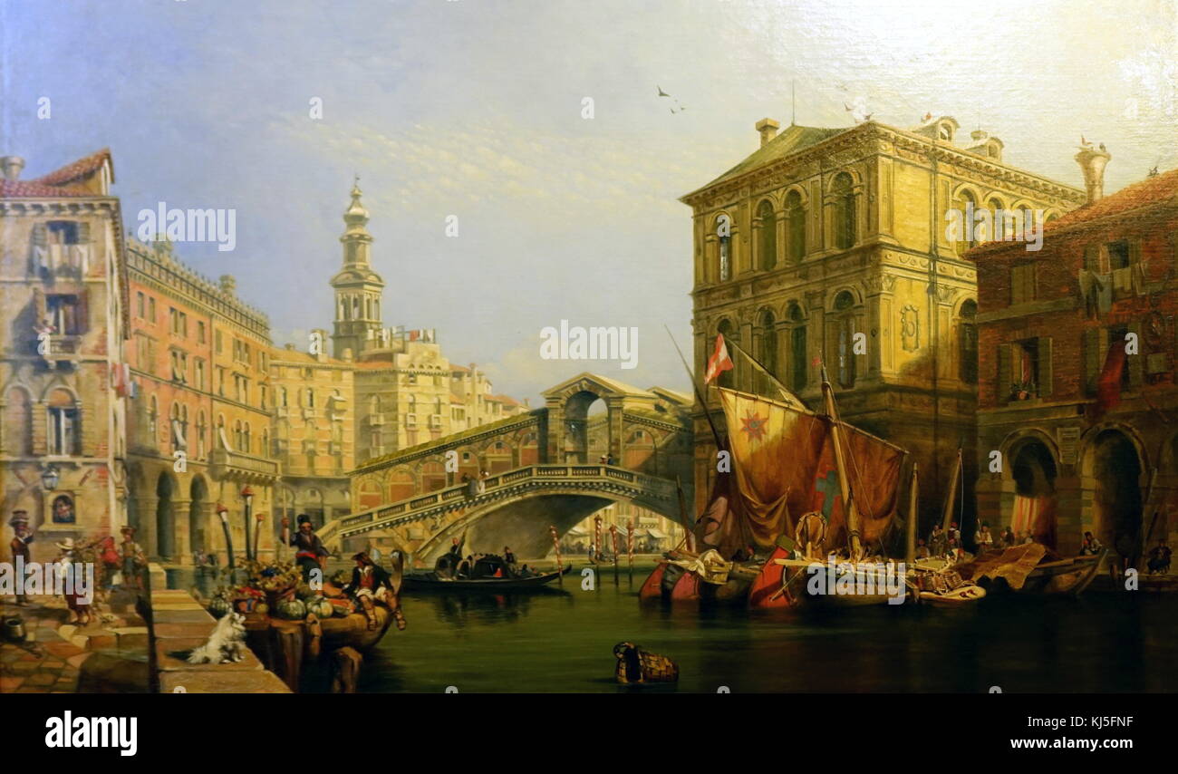 Painting titled 'The Rialto' by Calvert Jones (1804-1877) a Welsh ...
