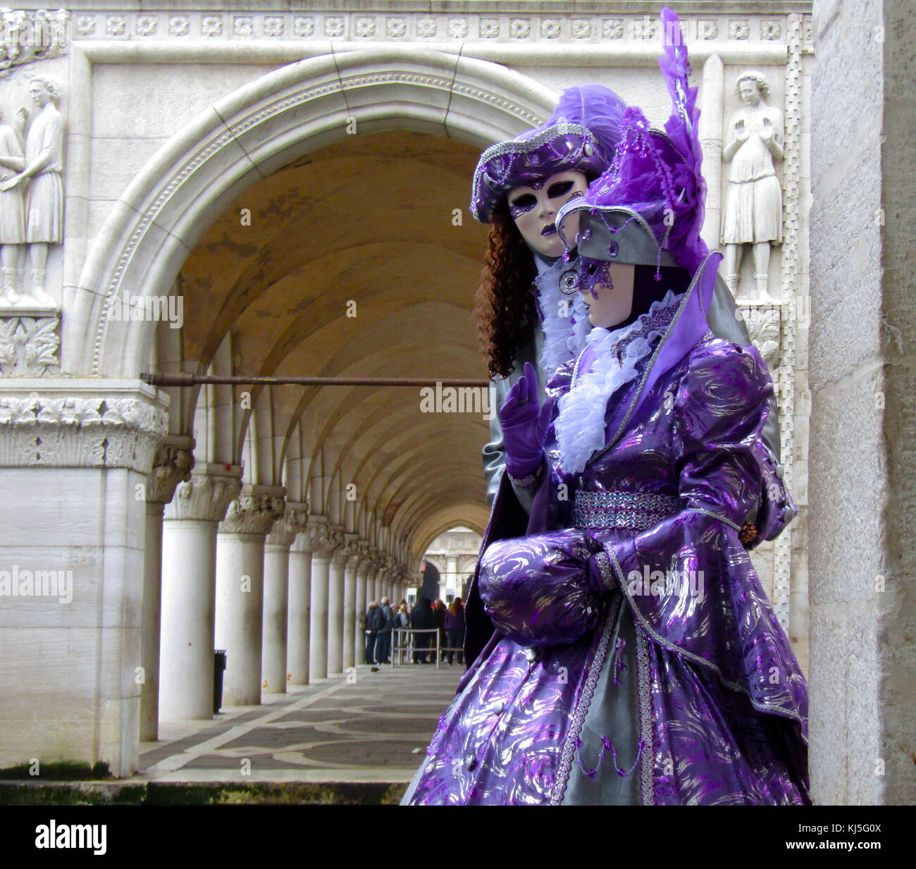 Costumed attendee at the Venice Carnival (Carnevale di Venezia), an ...