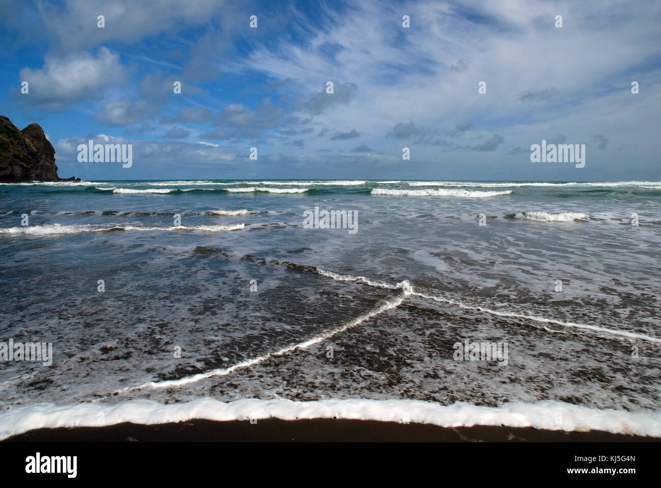 Piha Beach, near Auckland in the North Island, New Zealand Stock Photo ...