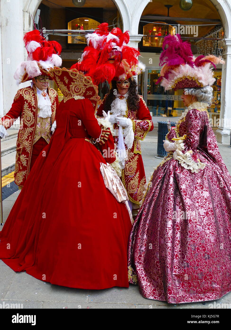 Costumed attendees at the Venice Carnival (Carnevale di Venezia), an ...