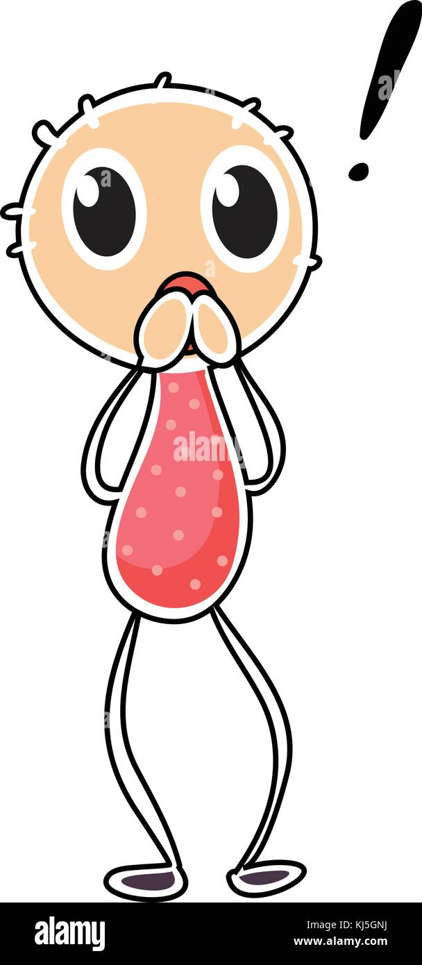 Illustration of a shocking face of a young girl on a white background ...