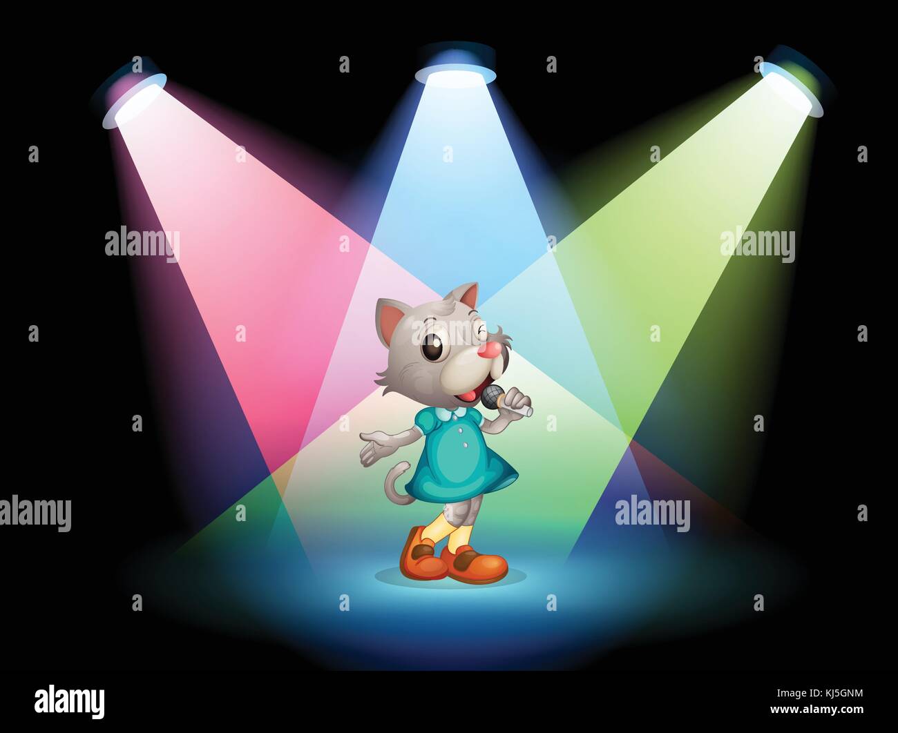 Illustration of a cat singing with spotlights Stock Vector Image & Art ...