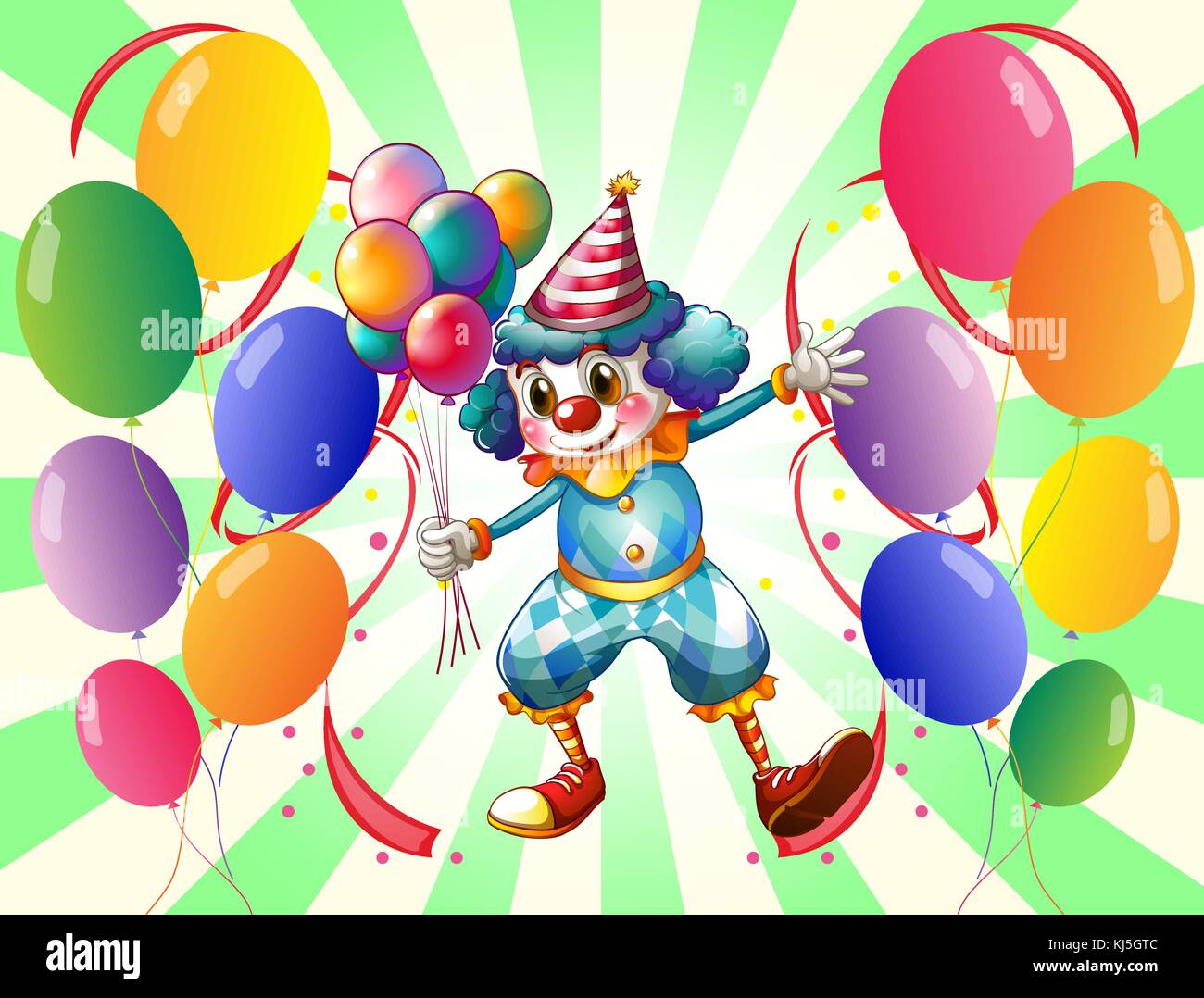 Illustration of a clown between a group of balloons Stock Vector Image ...