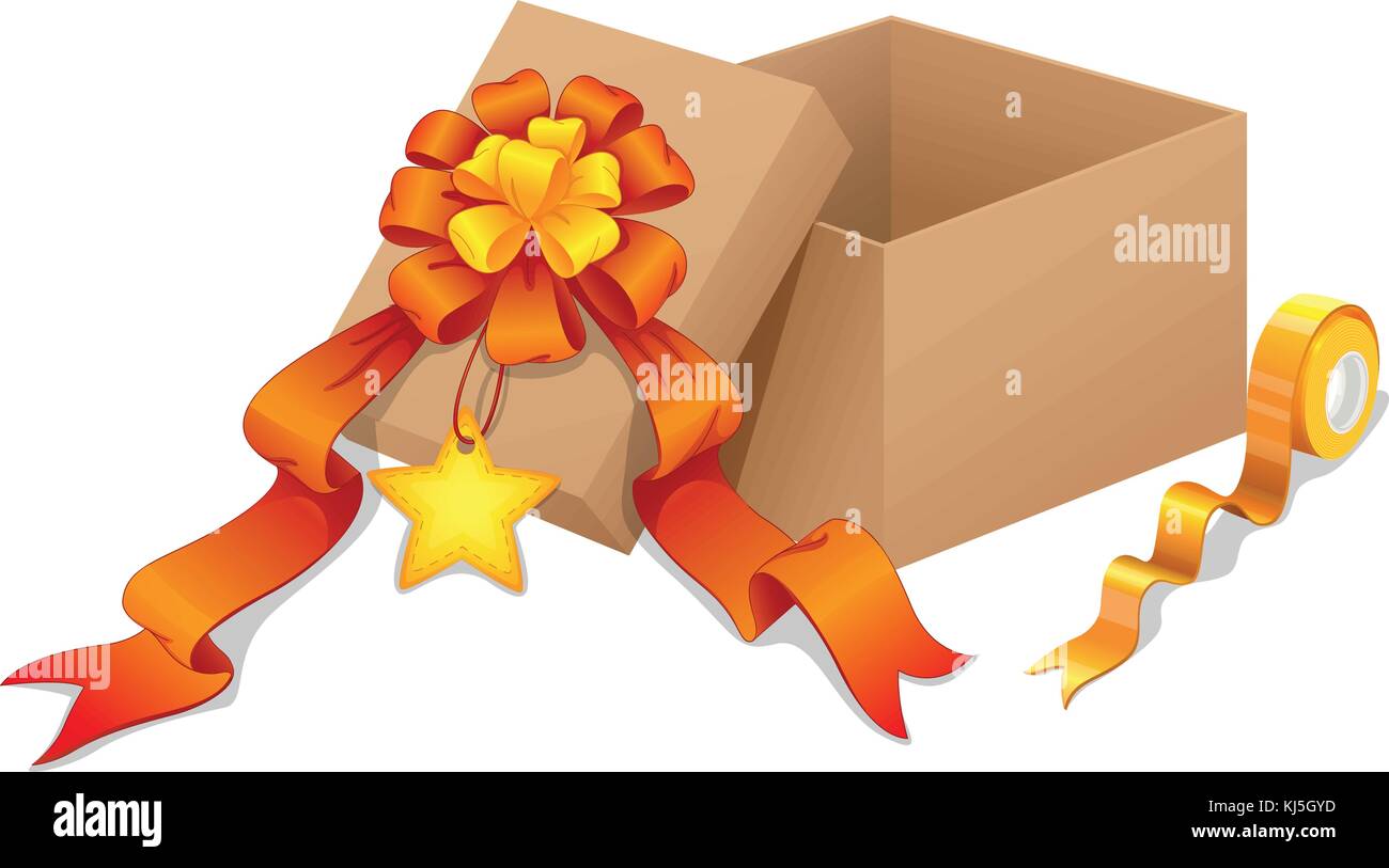 Illustration of a box with a ribbon on a white background Stock Vector ...