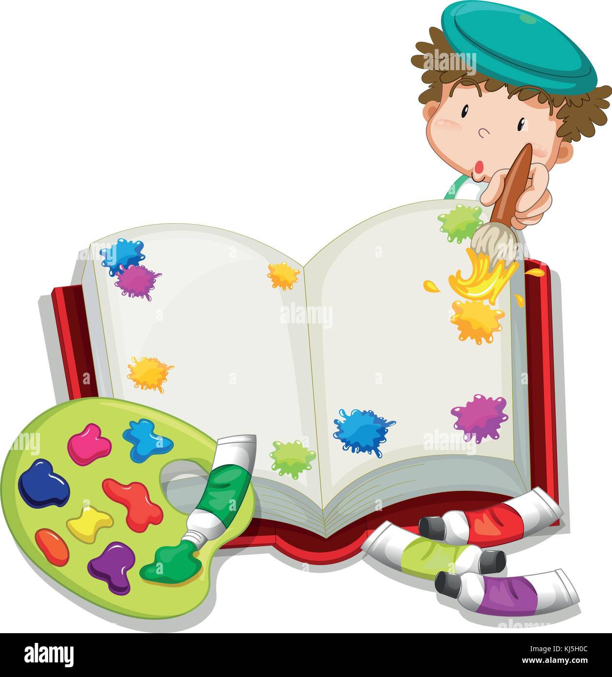 Boy book illustration painting hi-res stock photography and images - Alamy
