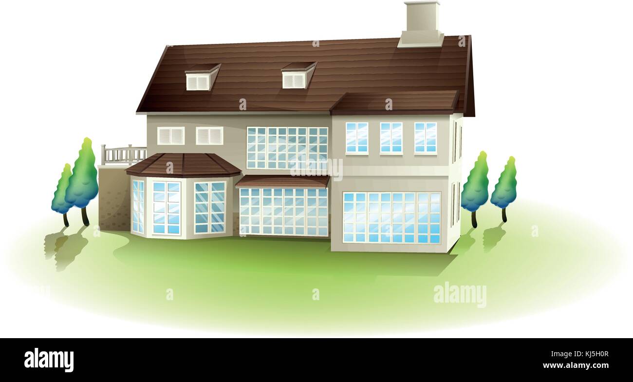 Illustration of a white concrete house on a white background Stock ...