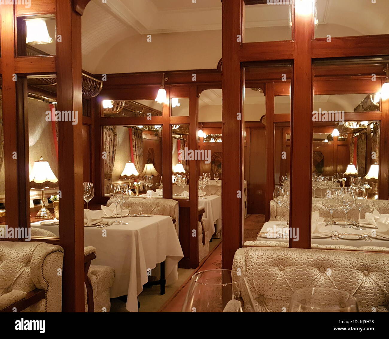 Refitted Orient Express carriage as a restaurant car in the Taj Palace ...