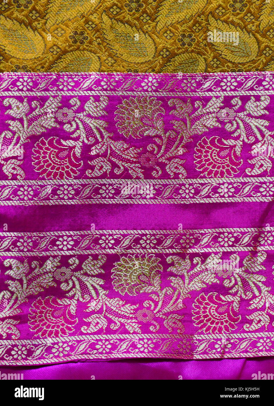Indian silk textile with traditional woven pattern. 21st Century Stock ...