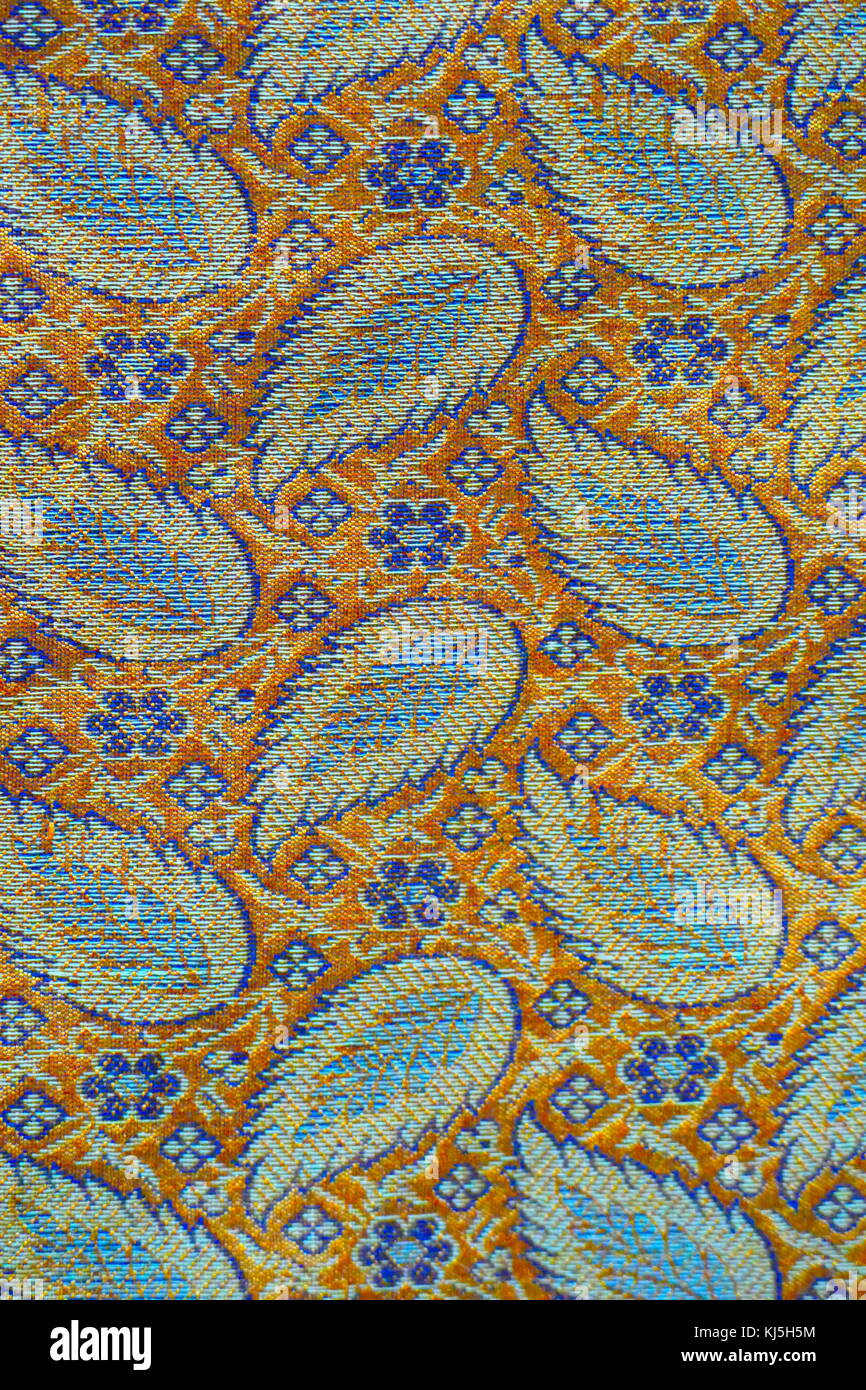 Indian silk textile with traditional woven pattern. 21st Century Stock ...