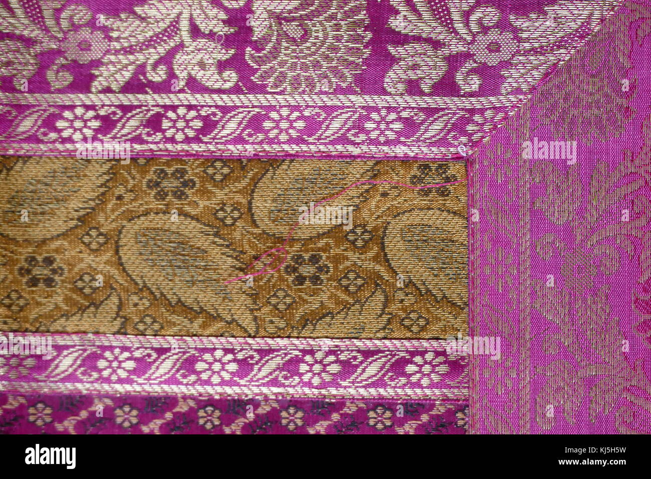 Indian silk textile with traditional woven pattern. 21st Century Stock ...