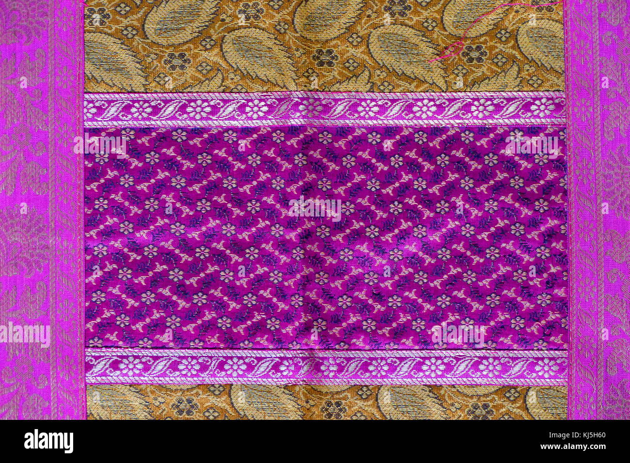 Indian silk textile with traditional woven pattern. 21st Century Stock ...