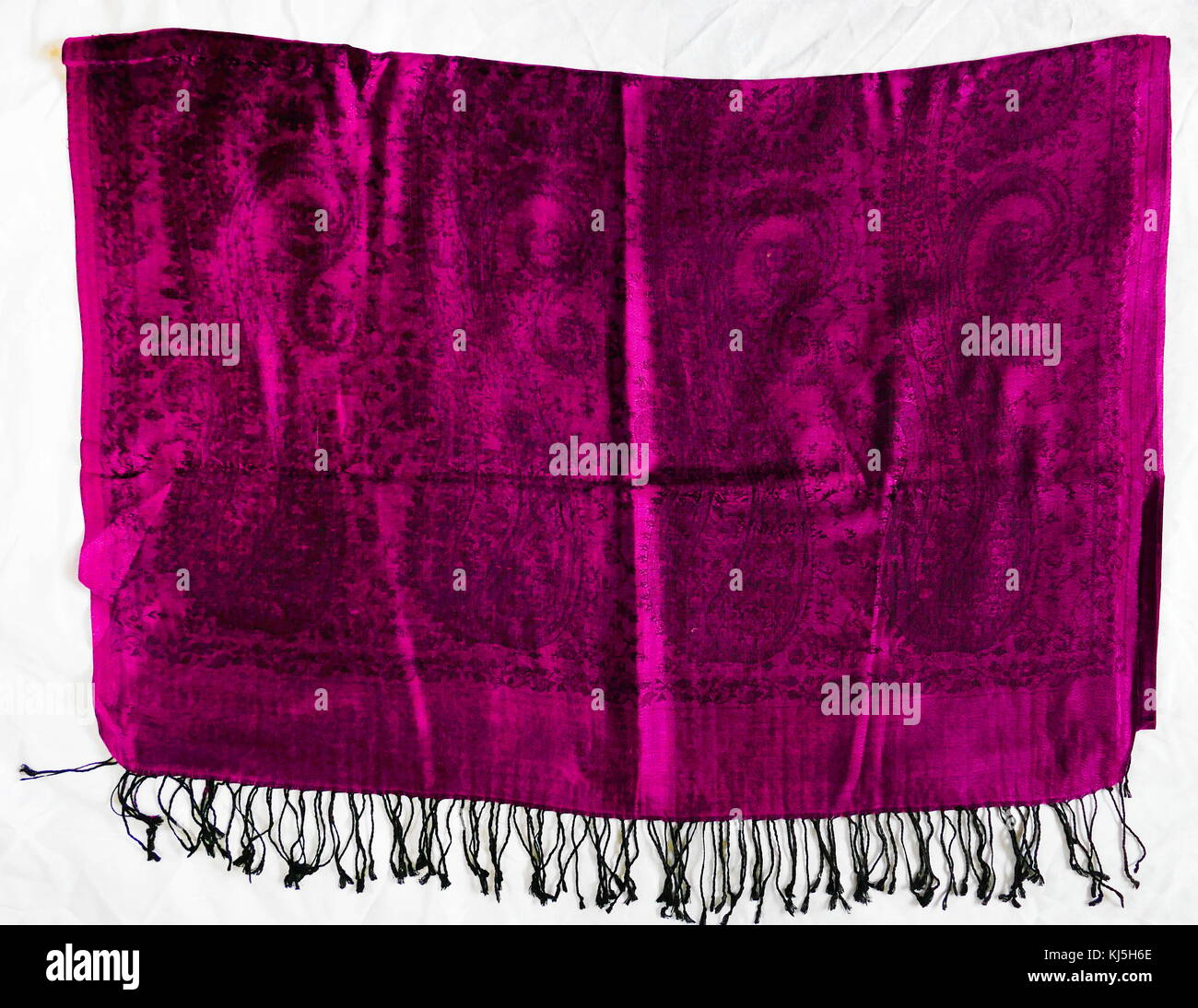 Indian silk Pashmina, textile with traditional woven pattern. 21st ...