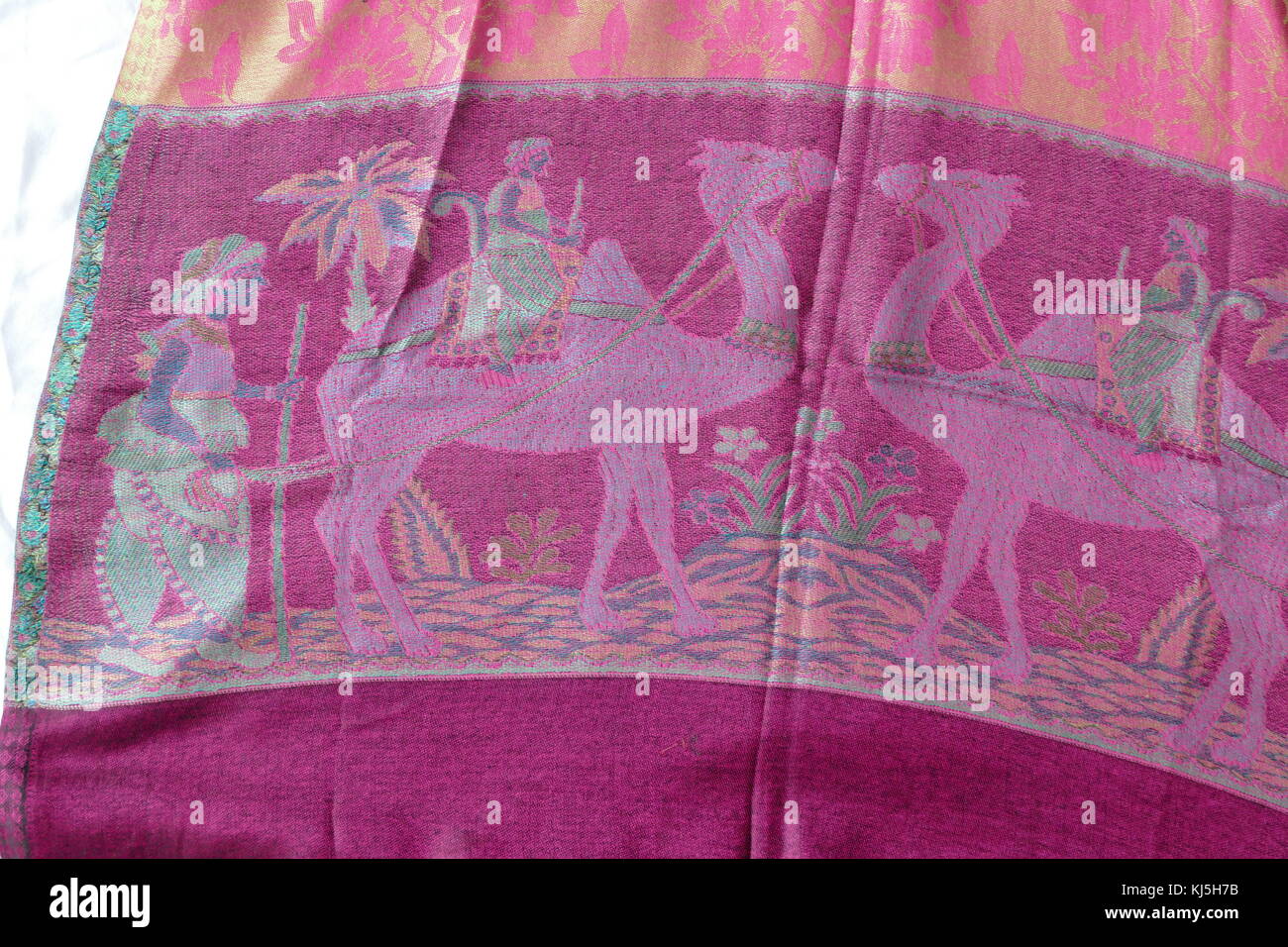 Indian silk textile with traditional woven pattern. 21st Century Stock ...