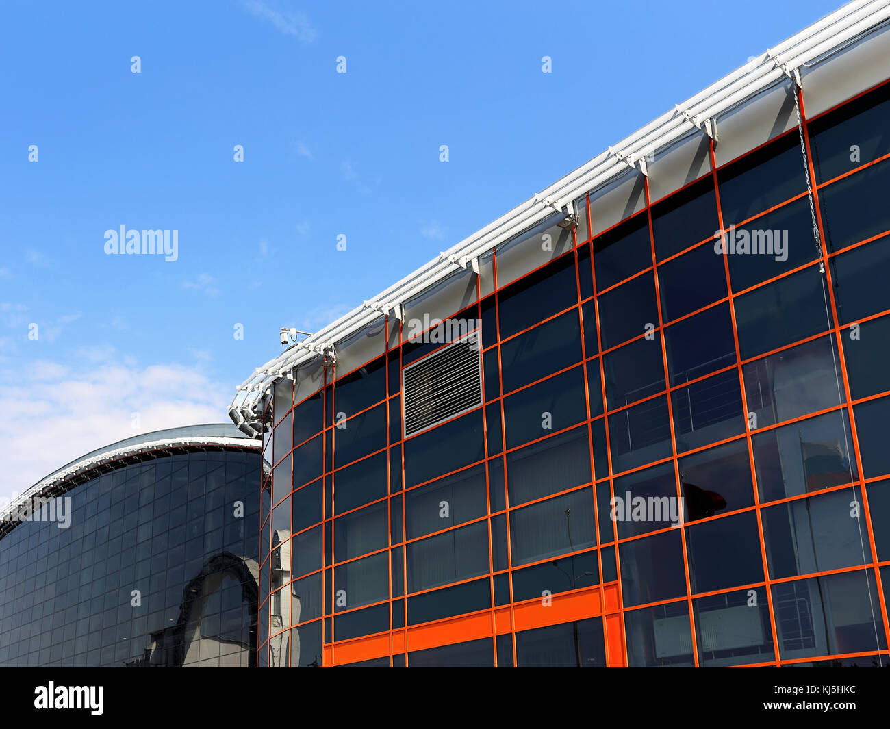 Wall of large high-tech style building with large glass panel Stock ...