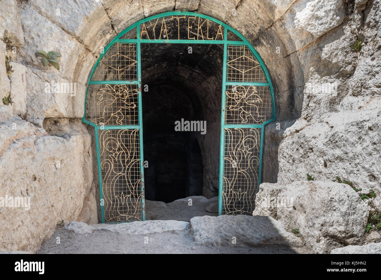 Gate of Aya Tekla underground cave Church also known as Saint Aya ...