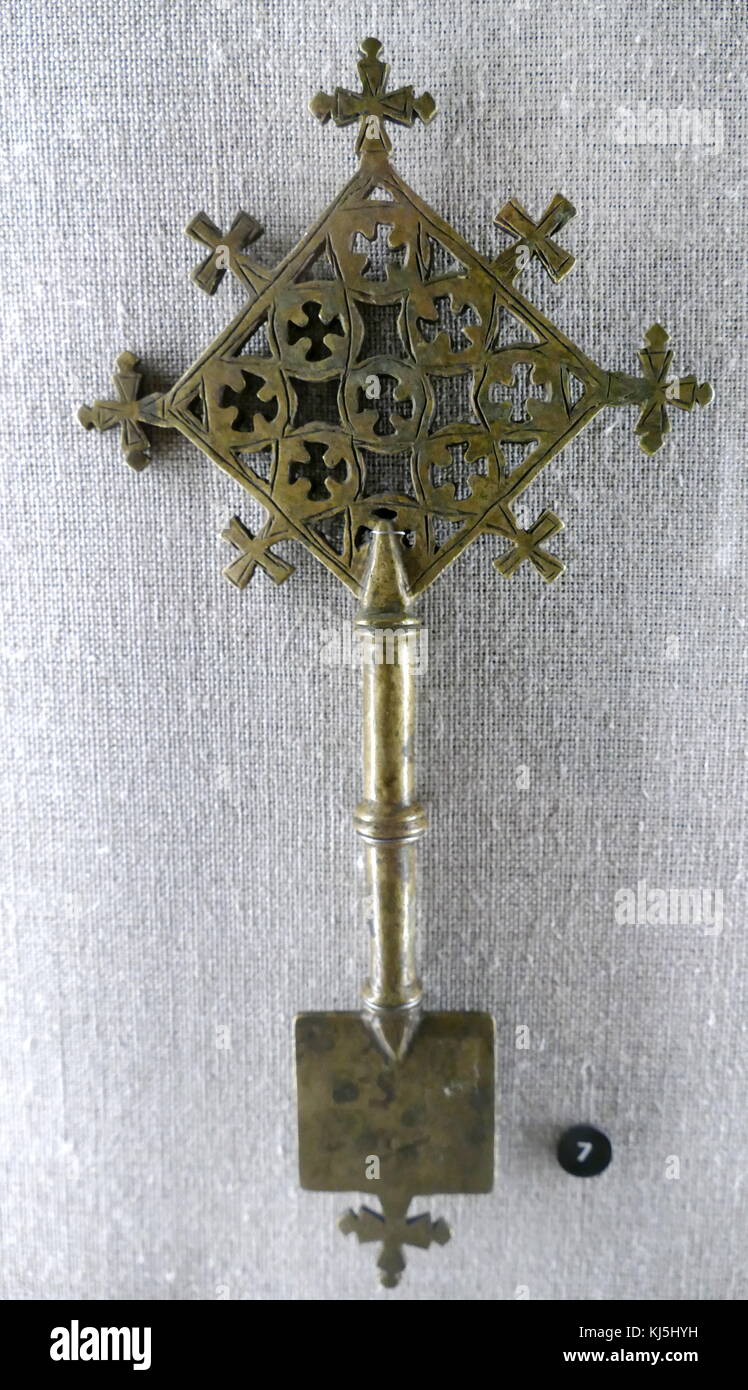 Ethiopian Coptic Christian processional cross. Brass 20th century Stock ...