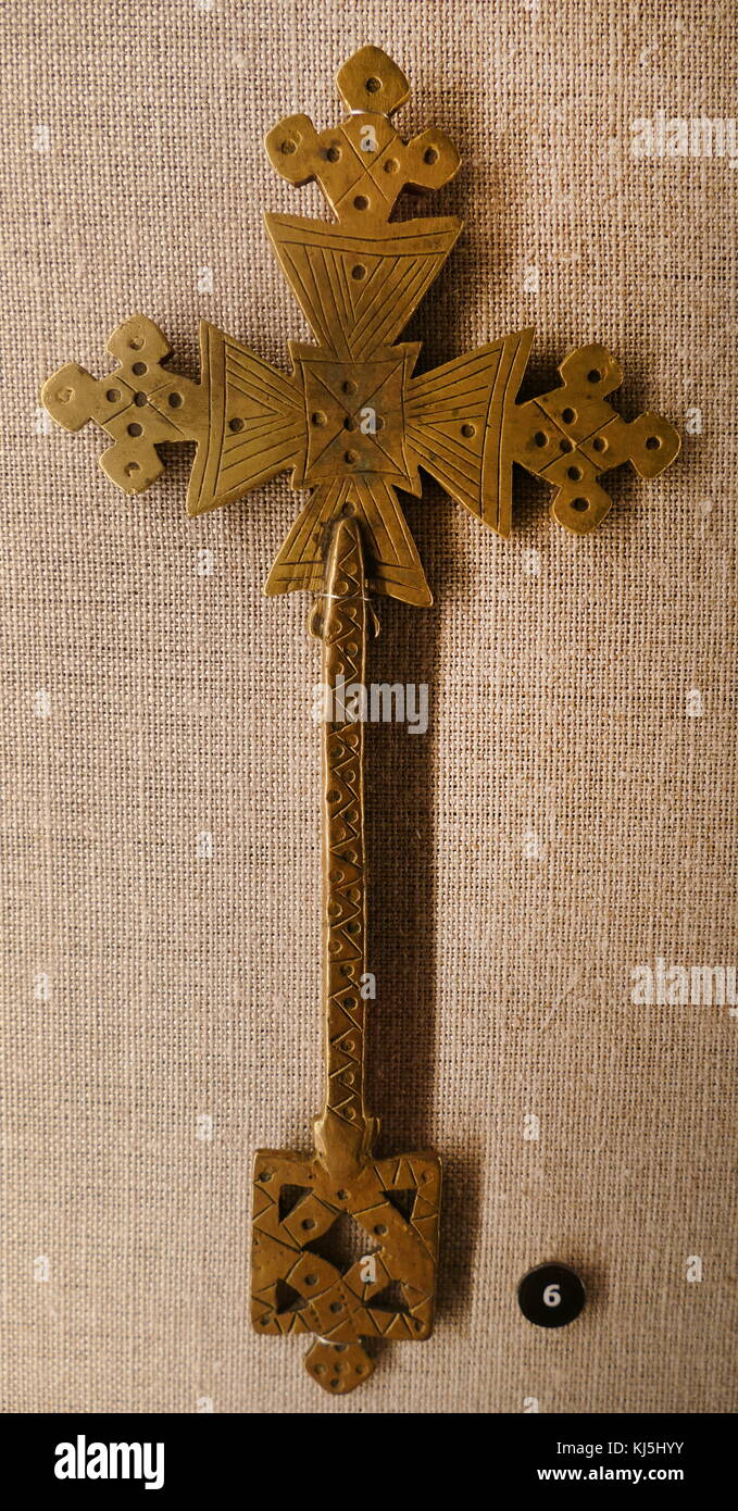Ethiopian Coptic Christian processional cross. Brass 20th century Stock ...