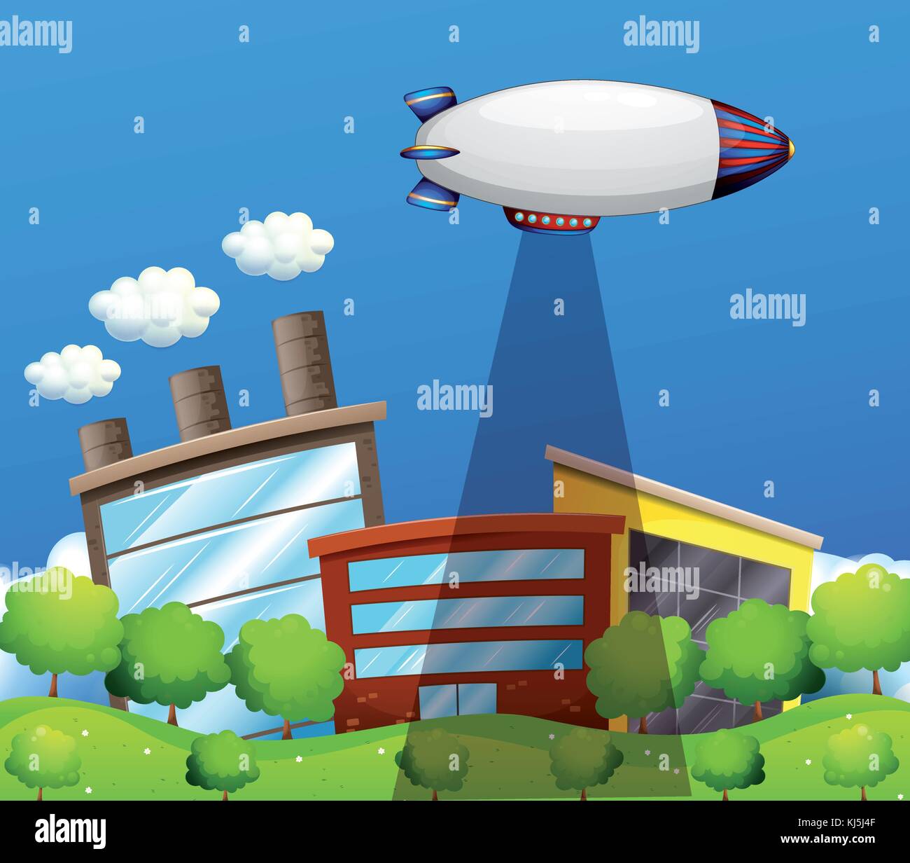 Illustration of an aircraft above the tall buildings Stock Vector Image ...