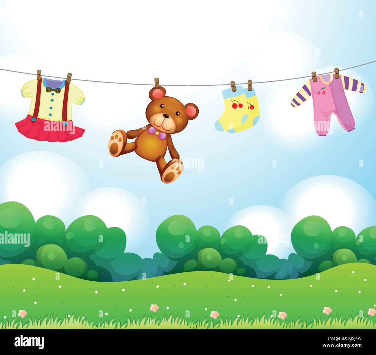 Illustration of the baby things hanging Stock Vector Image & Art - Alamy