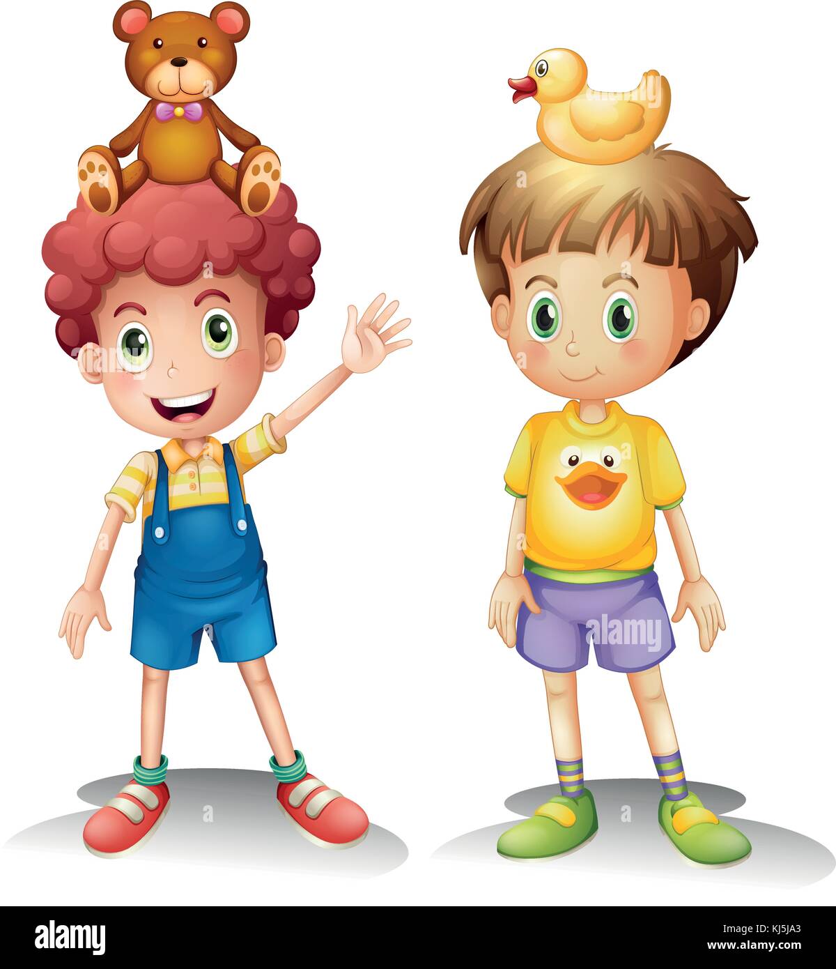 Cartoon Illustration Two Boys Playing High Resolution Stock Photography ...