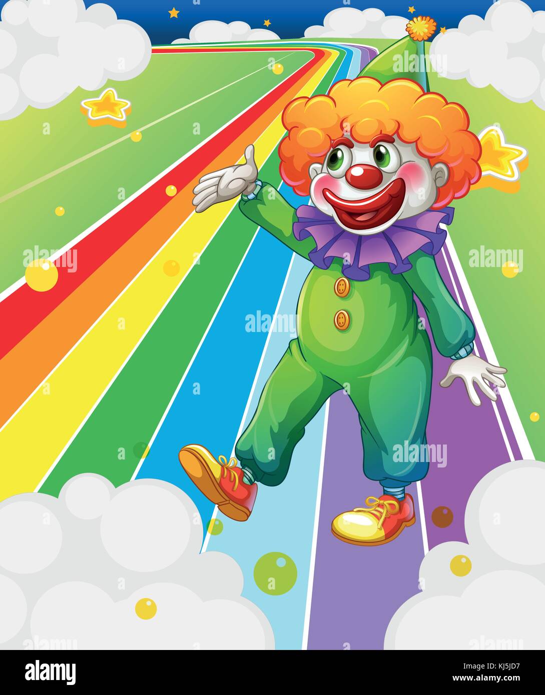 Illustration of a clown standing in the colorful road Stock Vector ...